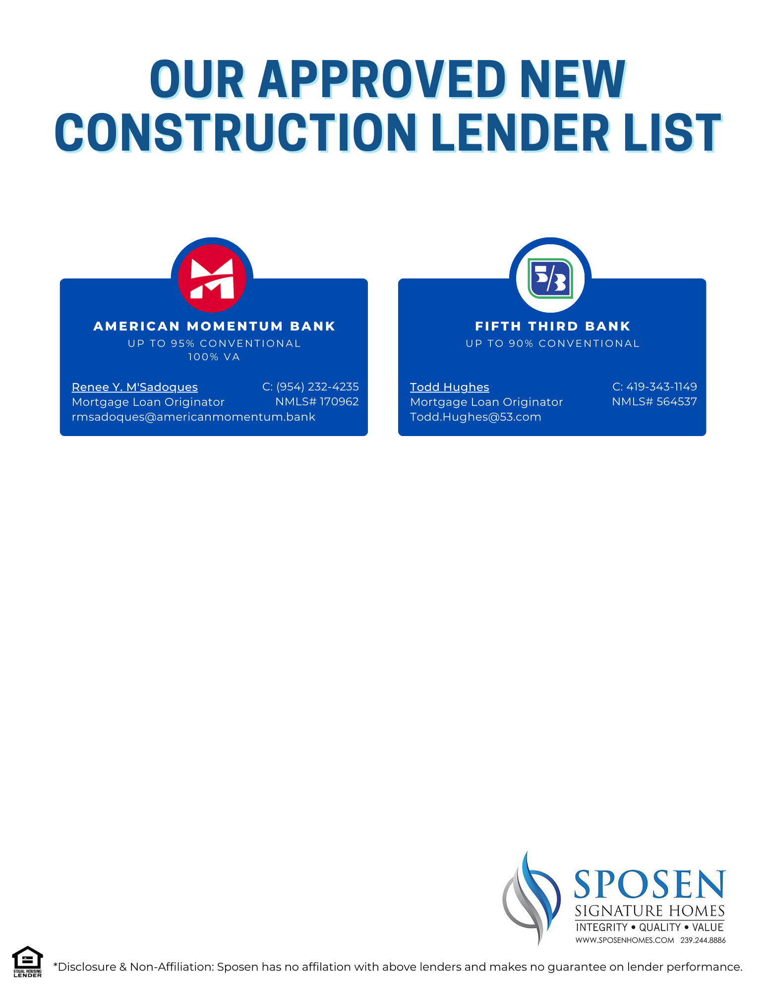 Approved New Construction Lender List 4.24.24 - Sposen Homes