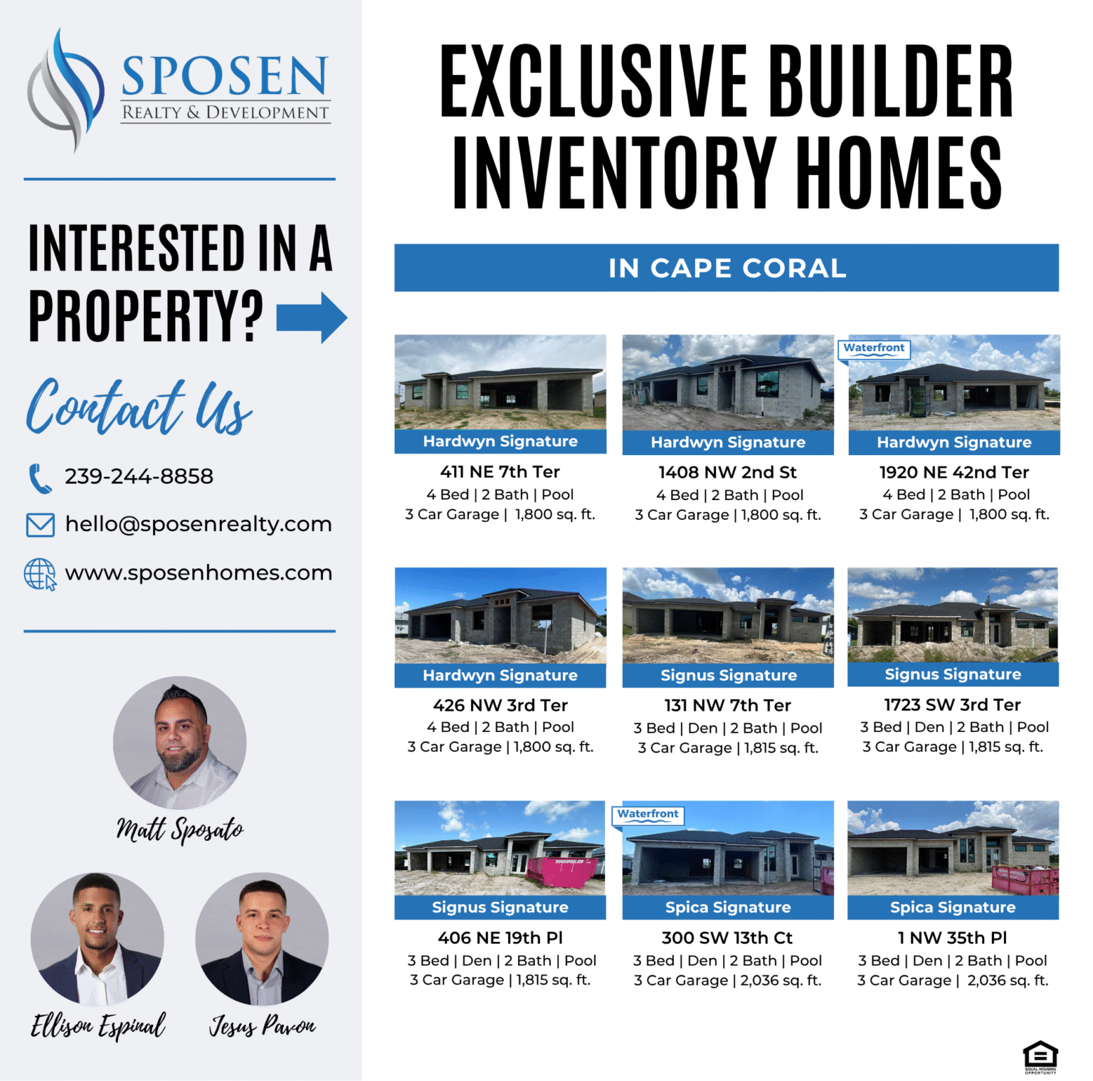 Exclusive Builder Inventory Homes - Sposen Homes